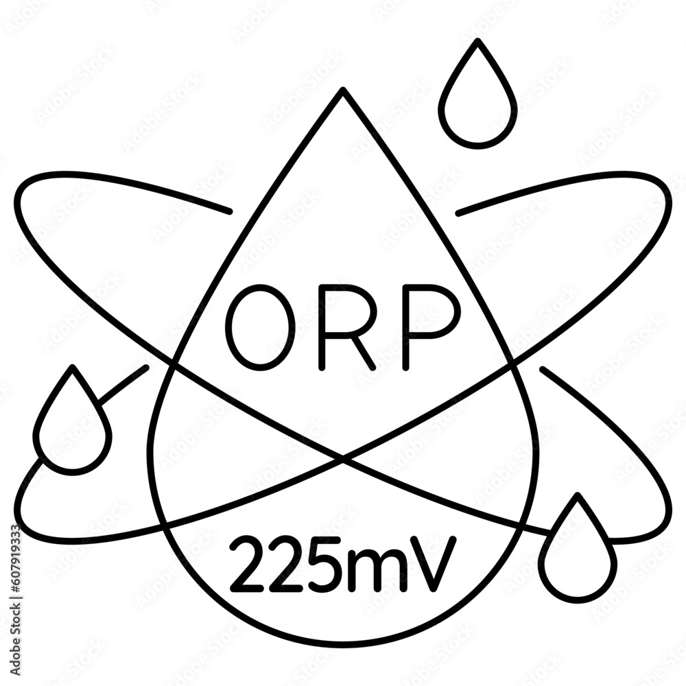 Thin line vector black icon of Water Oxidation Reduction Potential ORP ...