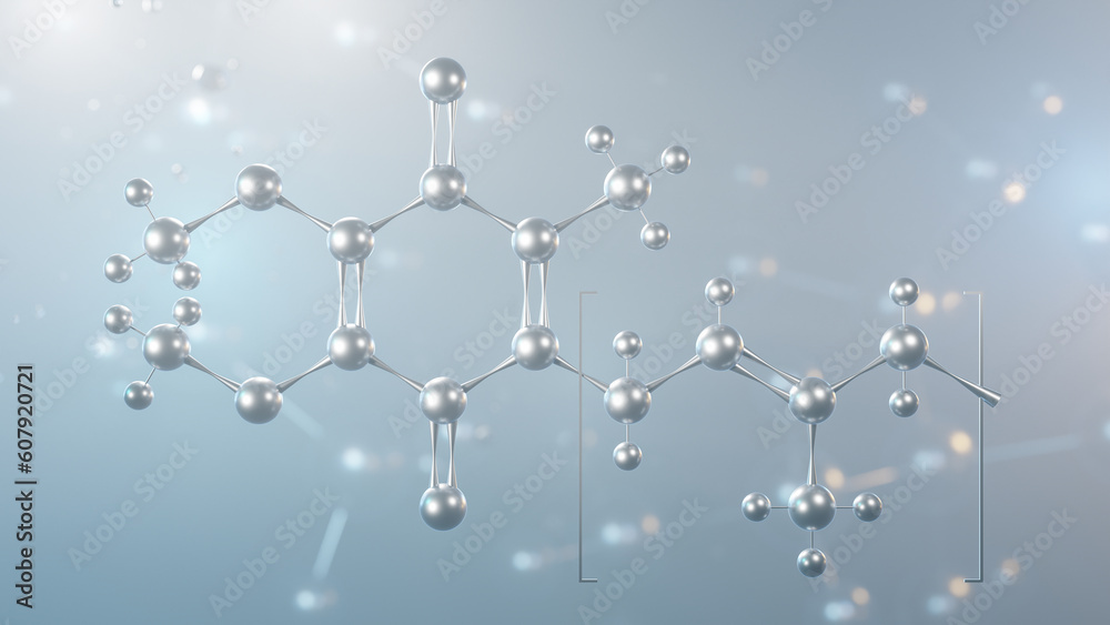 coenzyme q10 molecular structure, 3d model molecule, ubiquinone ...