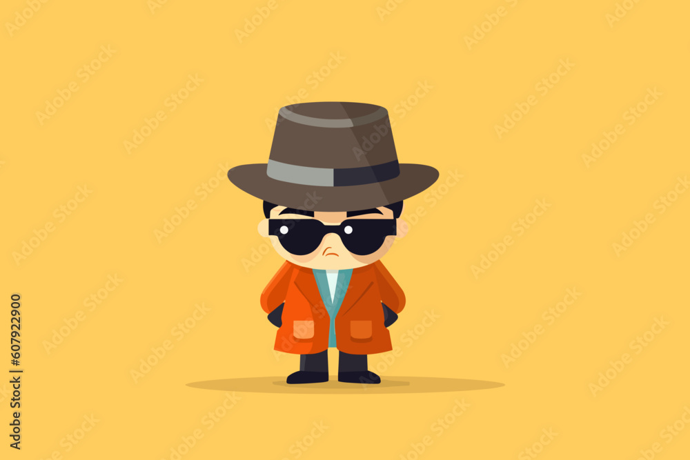 Doodle inspired Spy using disguises, cartoon sticker, sketch, vector ...
