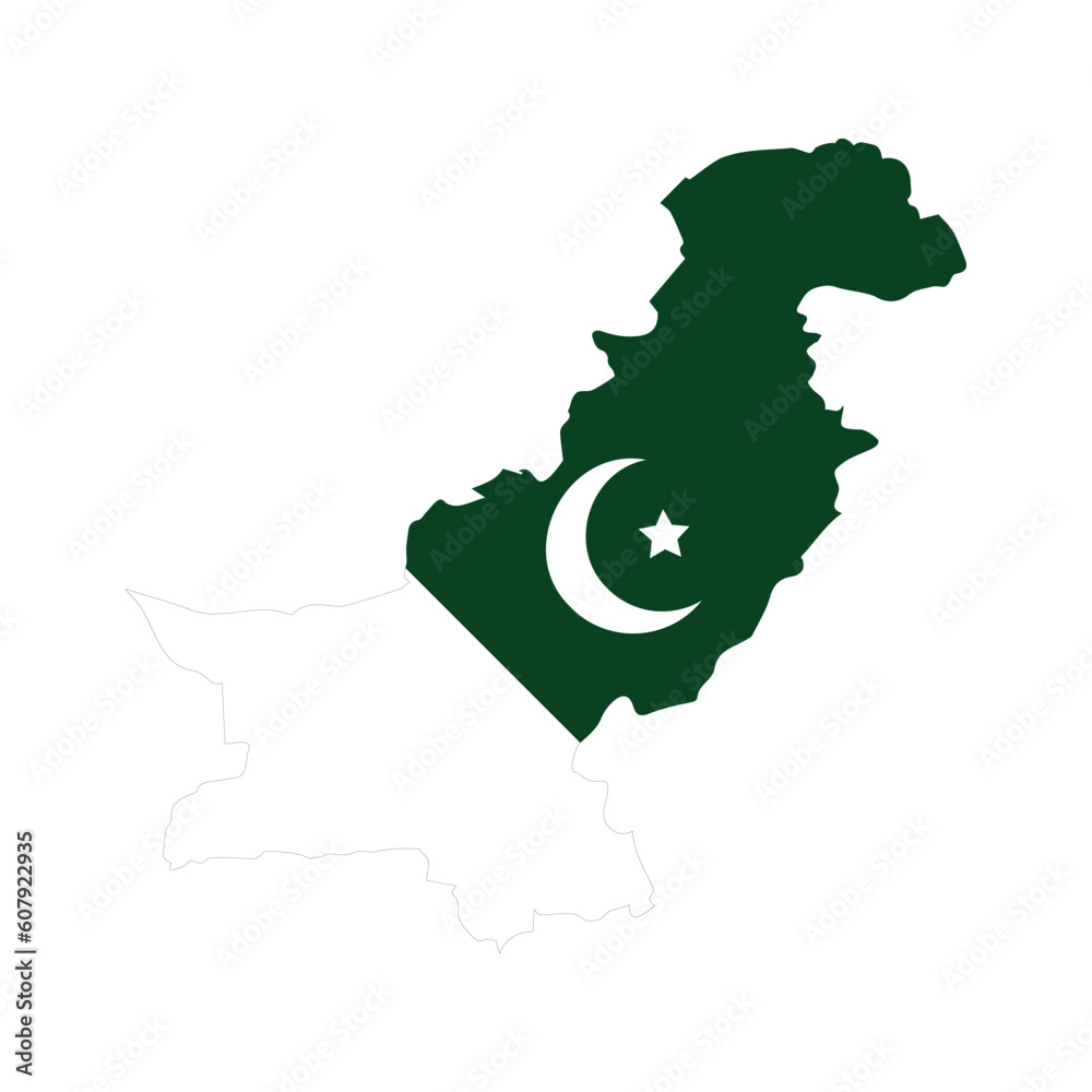 Map of Pakistan with Pakistani flag on gray background. Vector ...