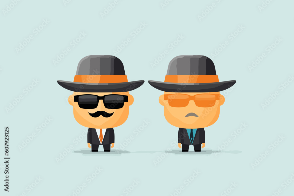 Doodle inspired Spy using disguises, cartoon sticker, sketch, vector ...