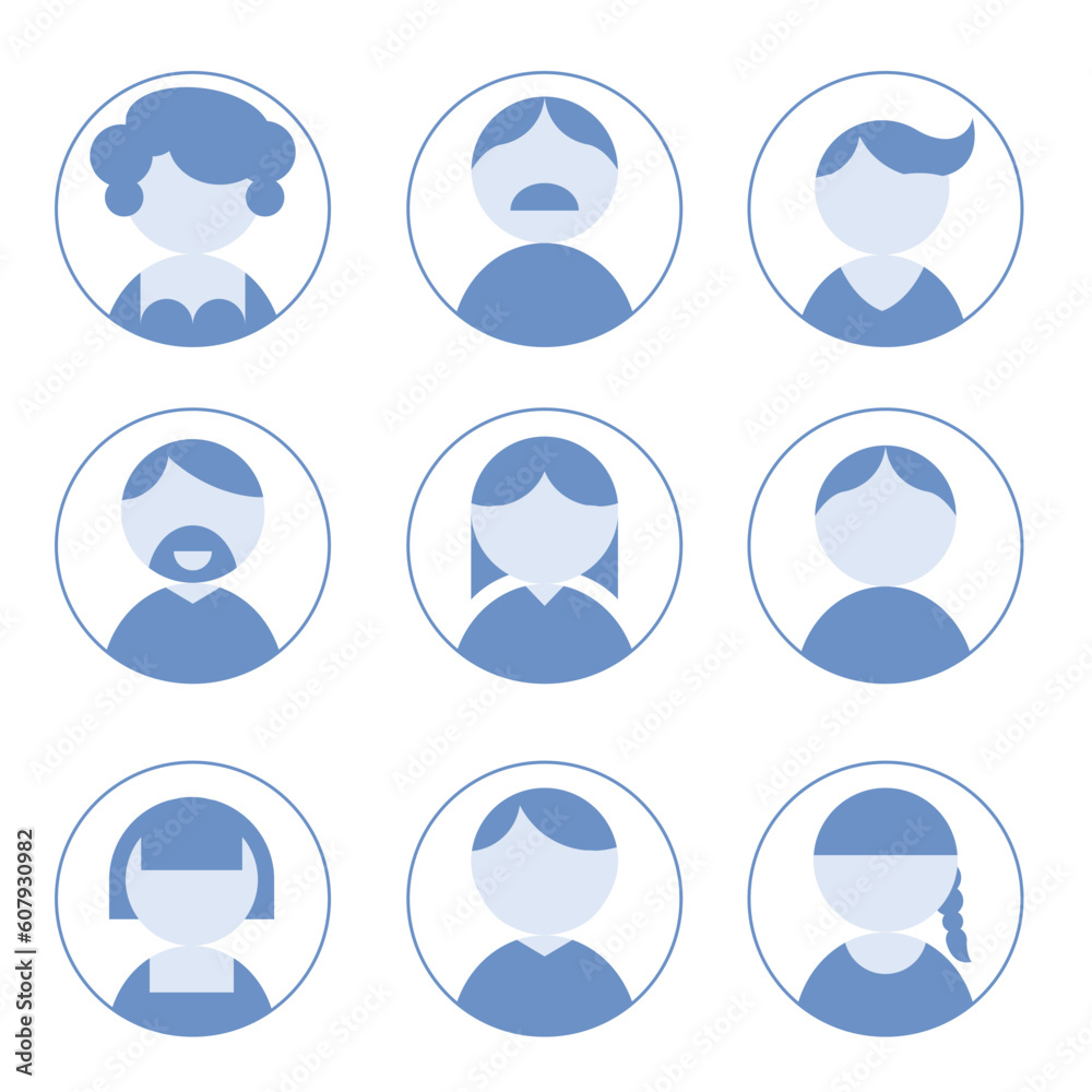 Avatar profile icon set including male and female. - stock vector Stock ...