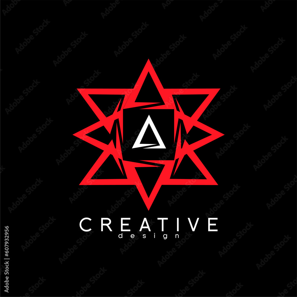 Abstract David star logo design with letter A in the center. Stock ...