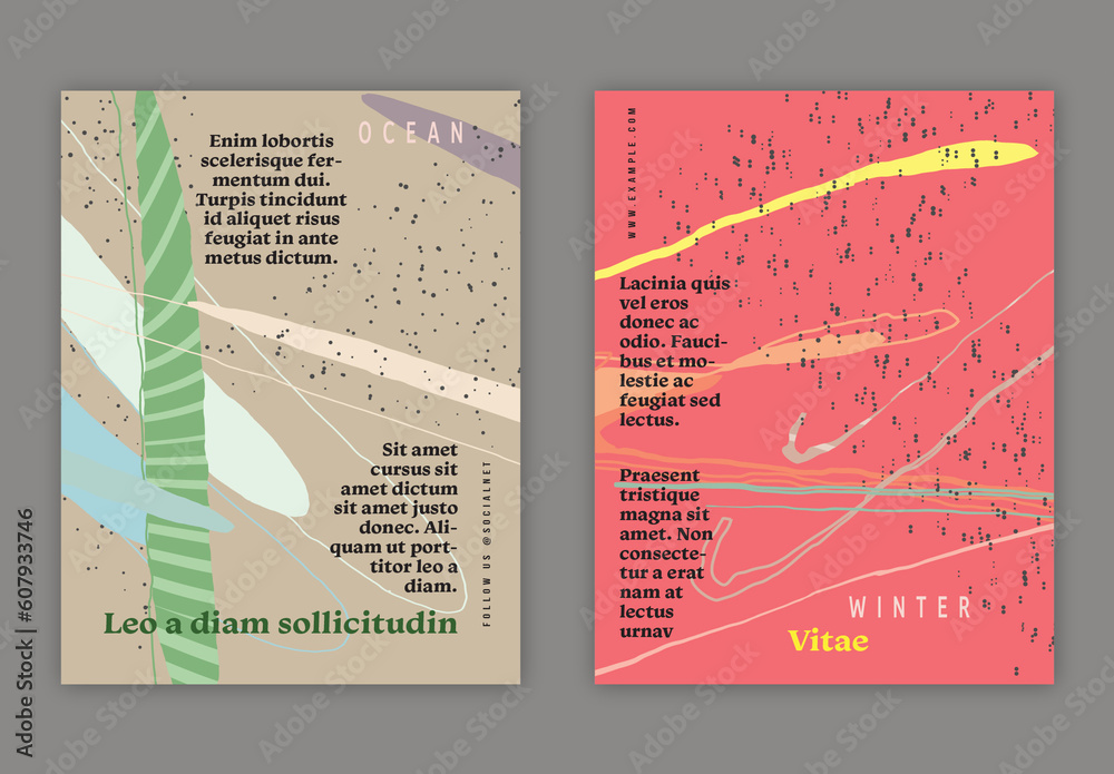 US Letter Flyer Overlapping Blobs Textured With Spots And Lines Stock ...