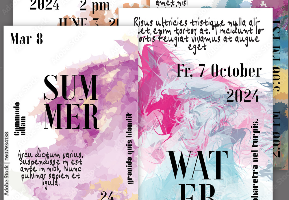 A4 Flyer With Transparent Overlapping Shapes Creating Vector Watercolor ...