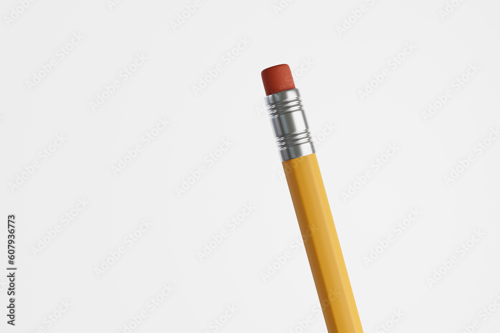 Traditional yellow pencil with a red eraser isolated on white ...