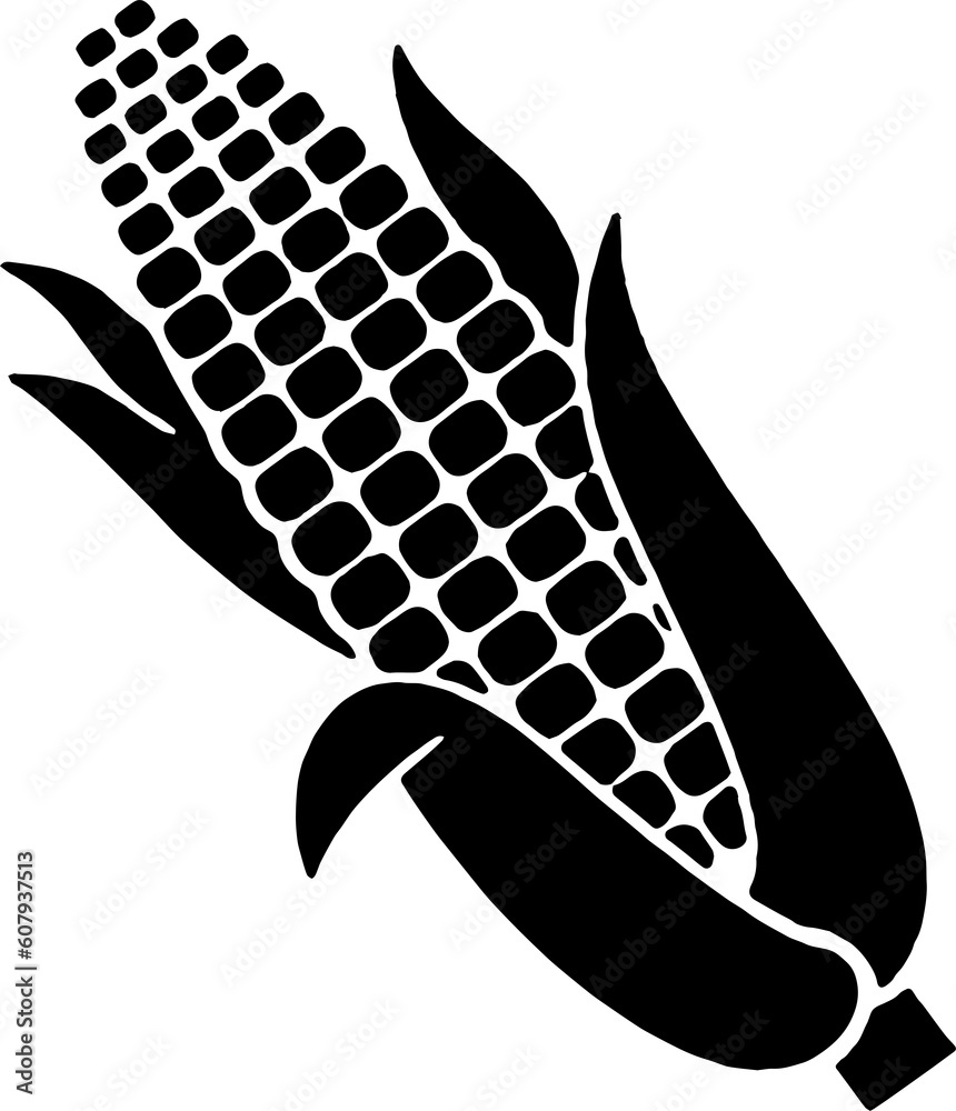 Corn silhouette simple illustration for menu. Hand drawn line sketch ...