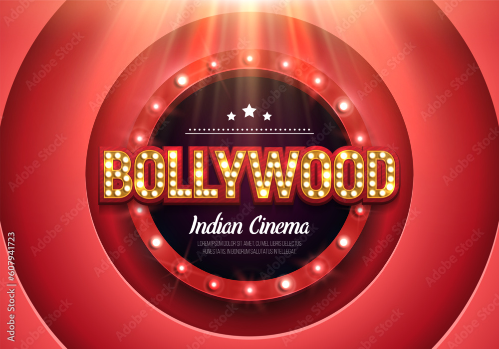 Bollywood indian cinema. Movie banner or poster with retro billboard ...
