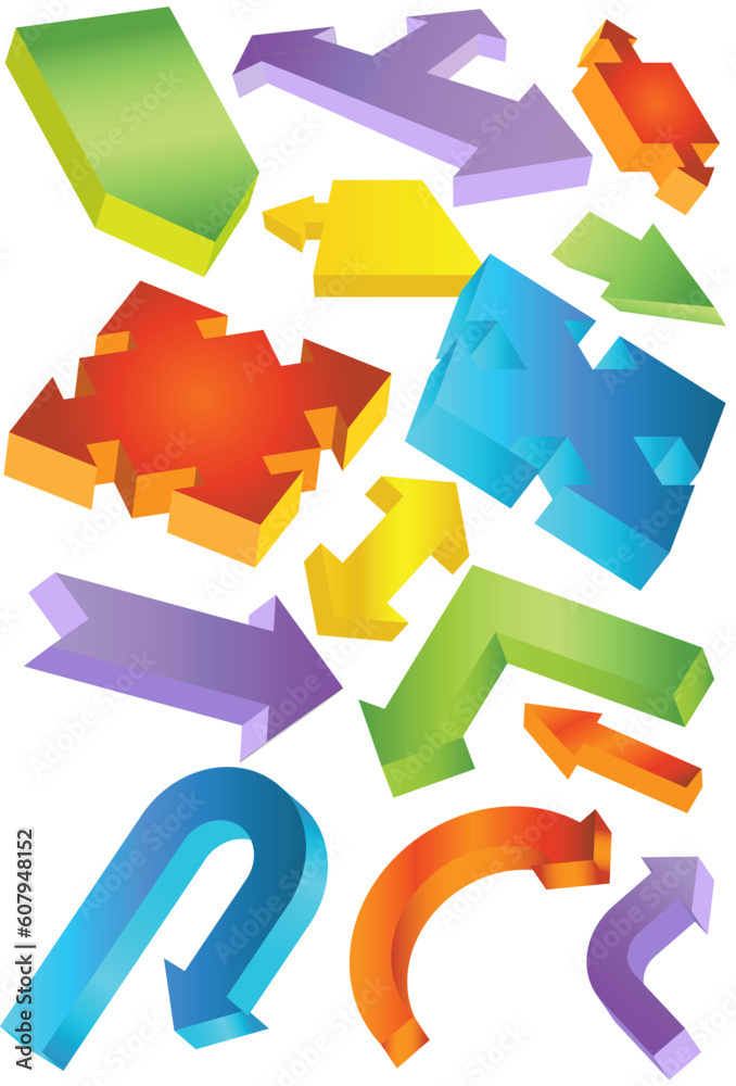 Set of various 3D shapes and symbols. Stock Vector | Adobe Stock