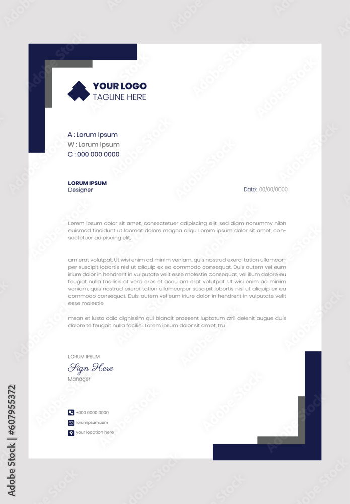 Official Letterhead Design Templet Stock Vector | Adobe Stock