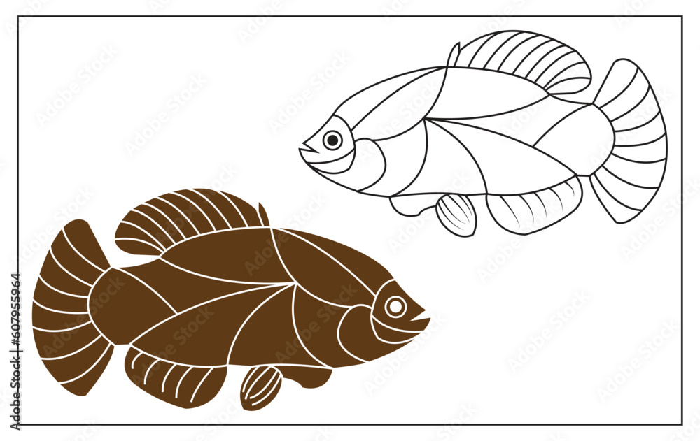 Fish line art, fish hand drawing vintage engraving illustration. Fish ...