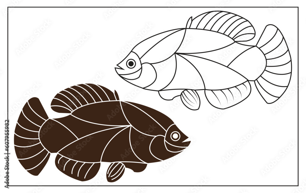 Fish line art, fish hand drawing vintage engraving illustration. Fish ...