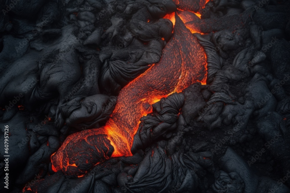 Volcanic hot black and red texture, top view. Lava liquid surface ...