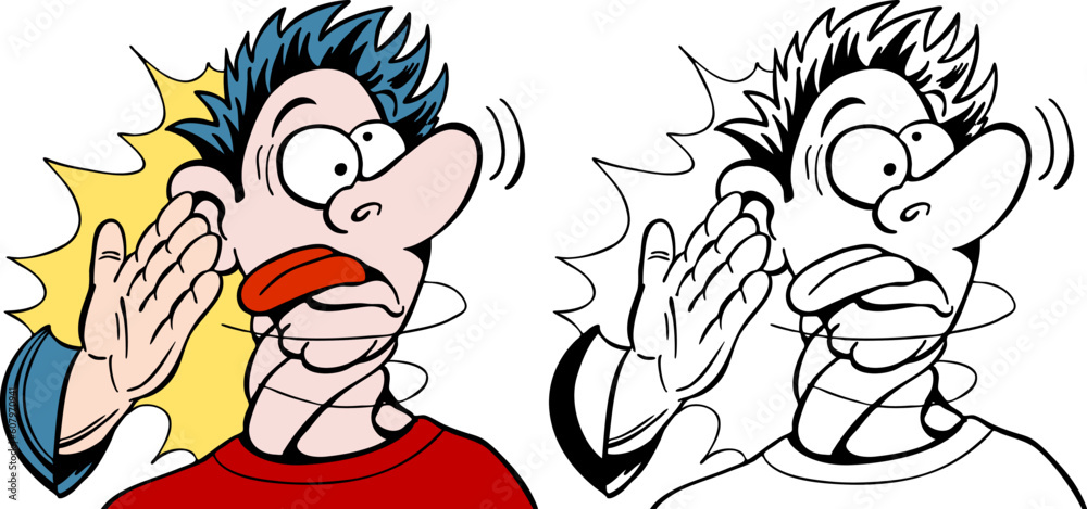 Cartoon image of a man being slapped silly - both color and black ...