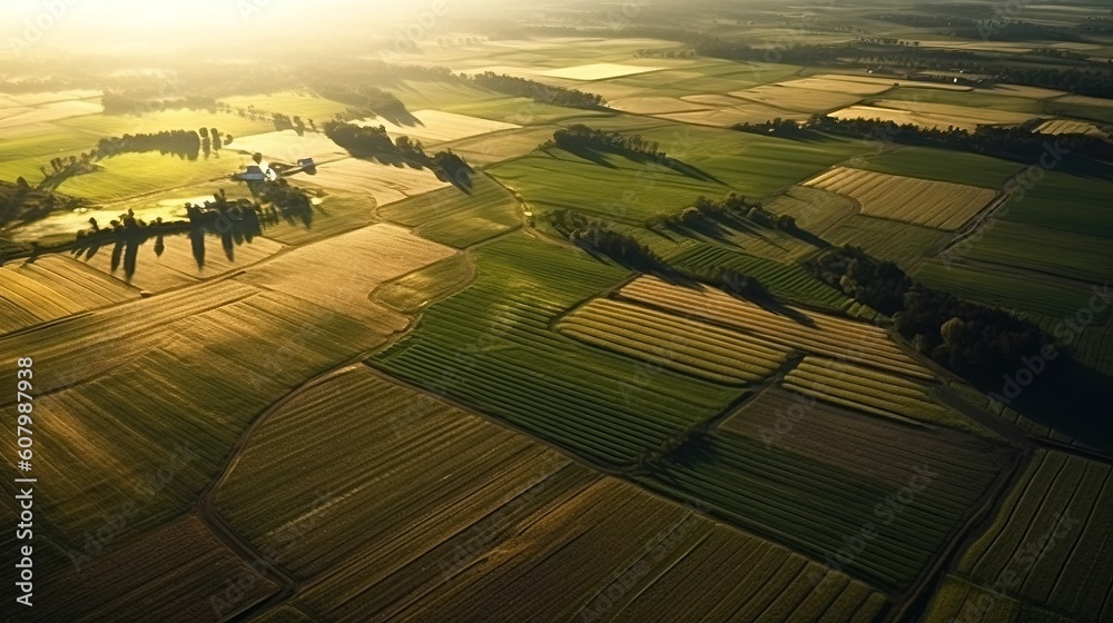 aerial view of a farm land. Generative AI Art. ilustração do Stock ...