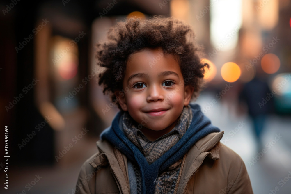 AI generated portrait of candid authentic joyful african american boy ...