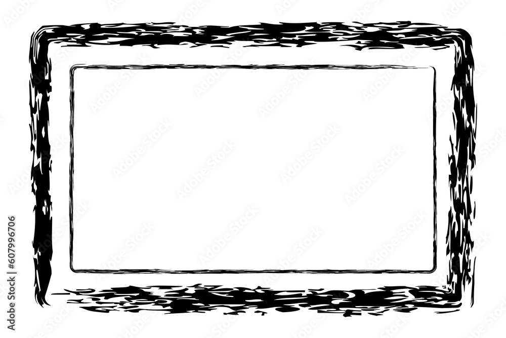 vector simple double line rectangle frame from black crayon, at white ...