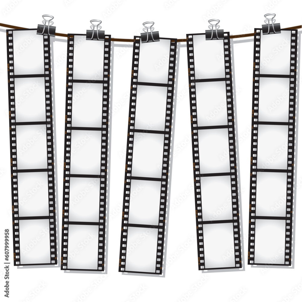 Film strips hanging out to dry, part of my film collection. Stock ...