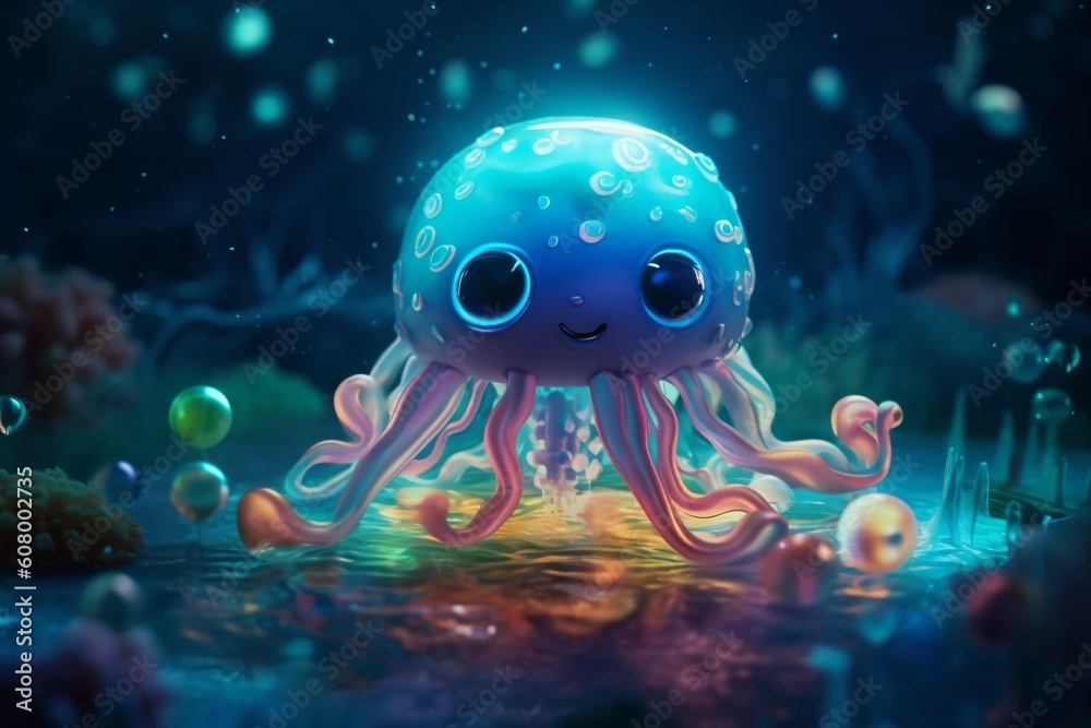 schön leuchtende krake für kinder created with Generative AI technology ...