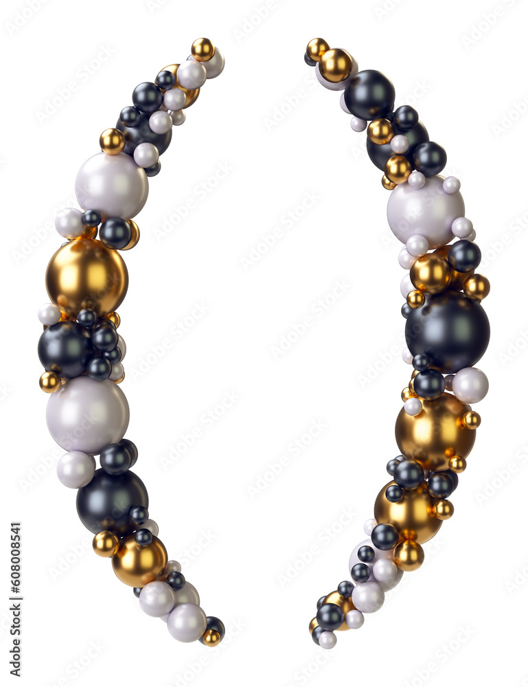 Symbols Left and Right Parenthesis of jewelry balls in black and yellow ...
