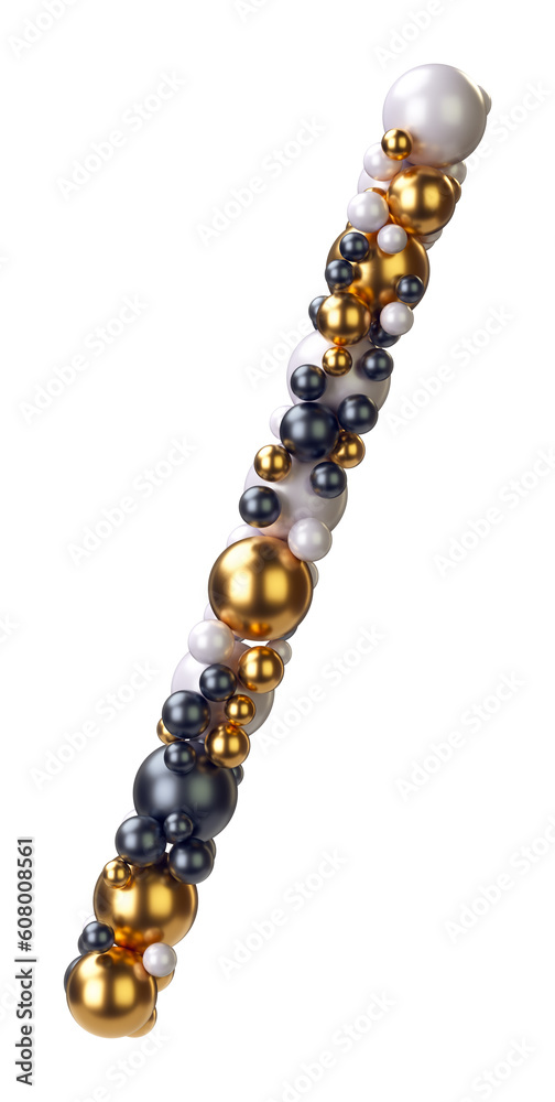 Symbol Slash of jewelry balls in black and yellow gold and pearls ...