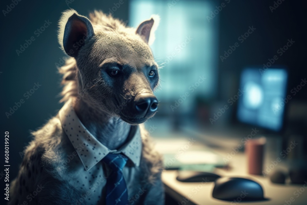 Anthropomorphic Hyena dressed in a suit like a businessman. Business ...