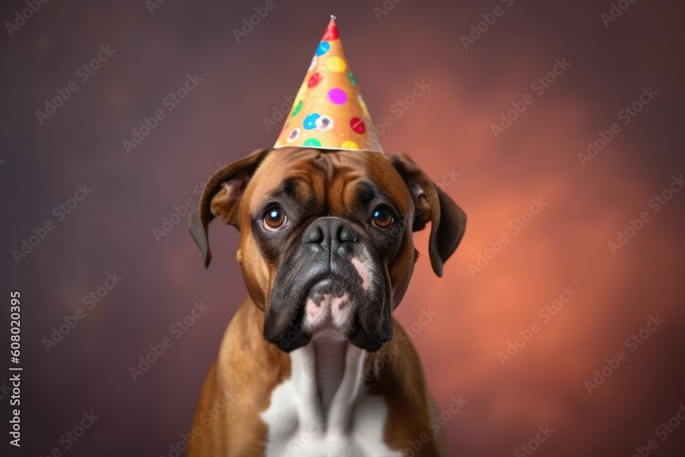 Cute dog in a birthday hat. Pet birthday concept. AI generated, human ...