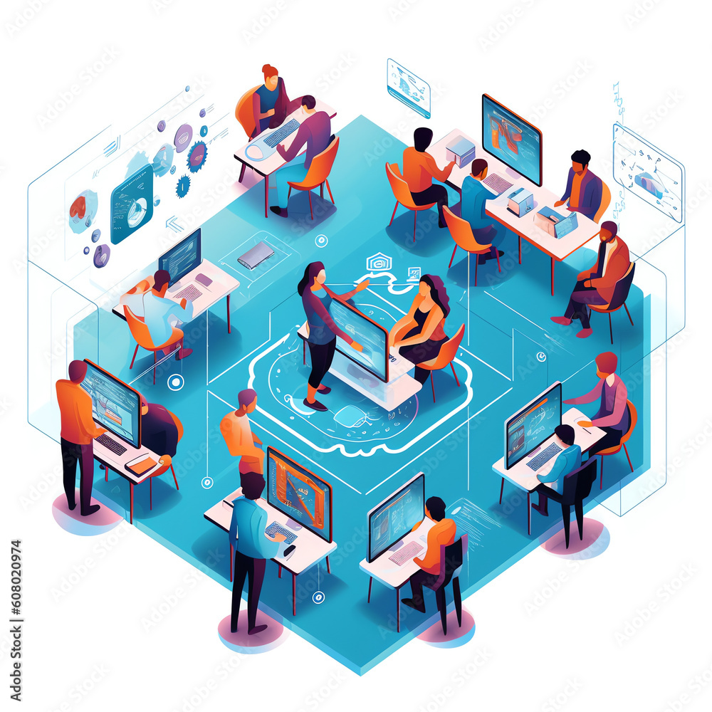 Generative AI Project management, business teams working together ...