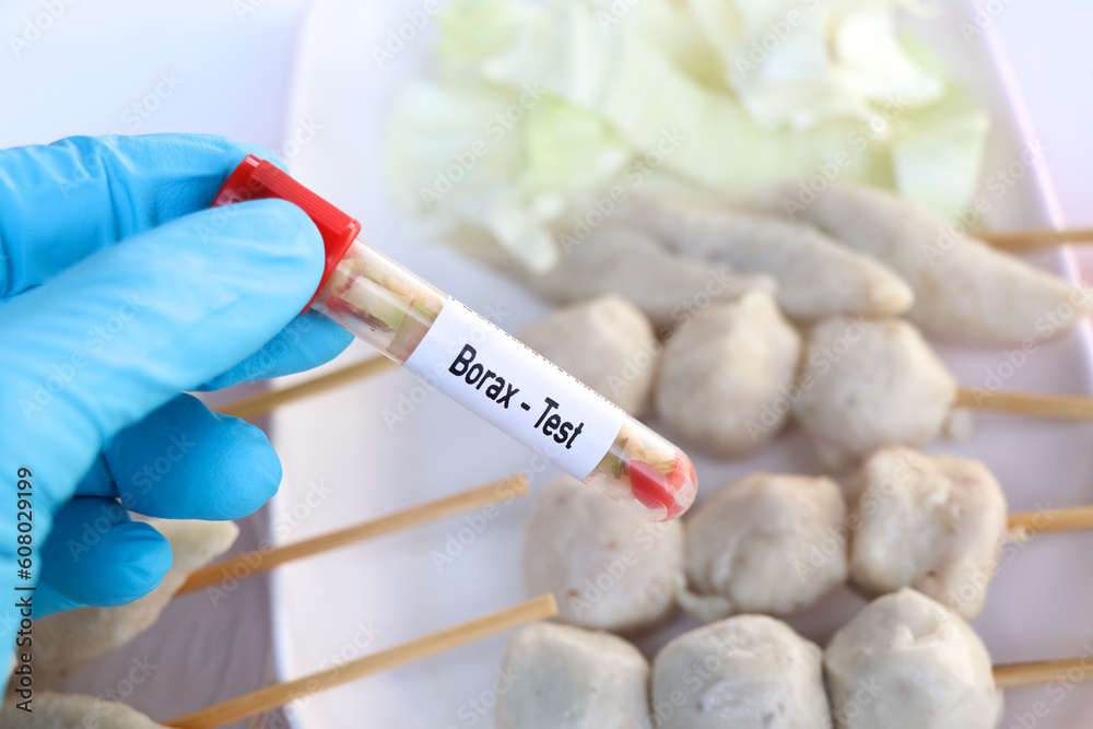 Borax test, food sample to analyze in the laboratory Stock Photo ...