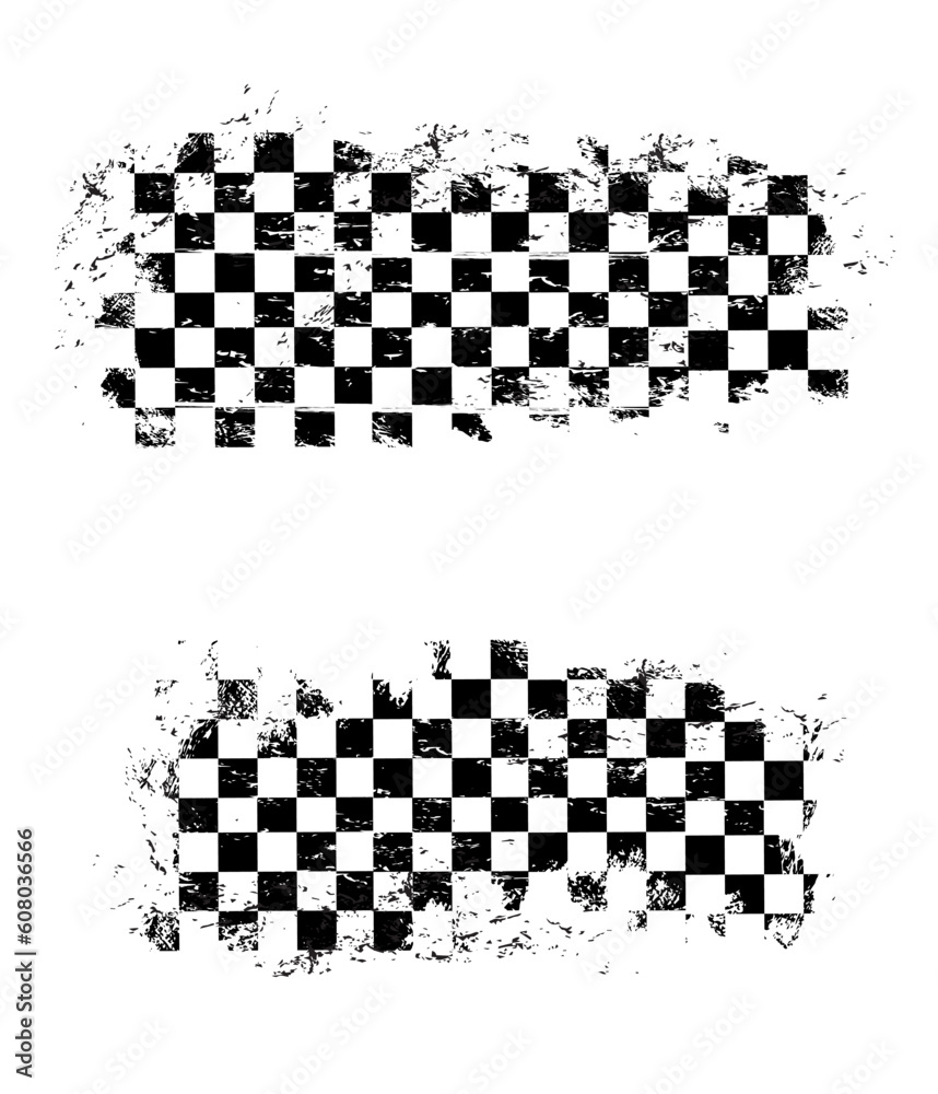 Grunge race flag, cars rally sport or motocross and karting racing ...