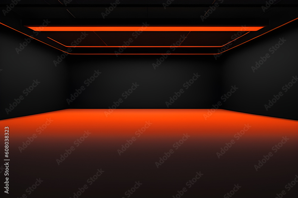 Abstract orange studio background for product presentation empty room ...
