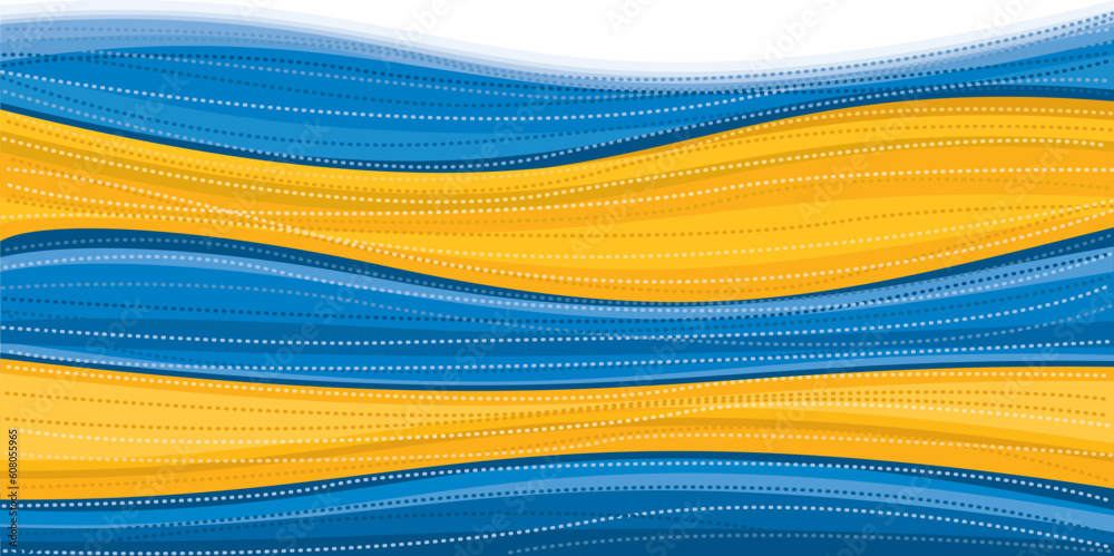 Vector art in Illustrator 8. Swirls of bold blue and gold with dotted ...