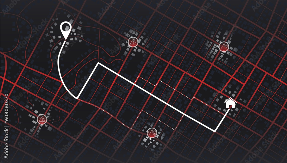 City Navigation and GPS map: Vector Illustrations of Urban Districts ...