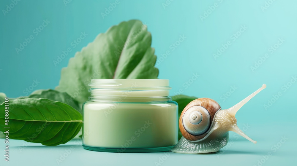 Cosmetic product with snail mucin in a glass jar, asian cosmetics ...