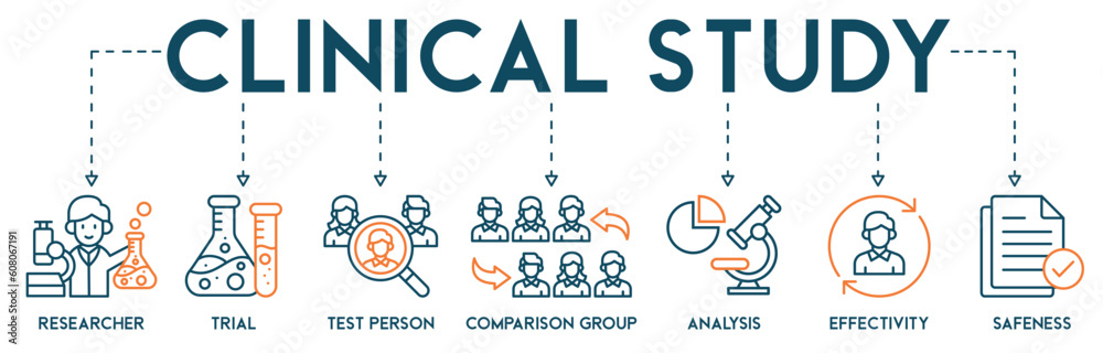 Clinical study banner web icon vector illustration concept for clinical ...