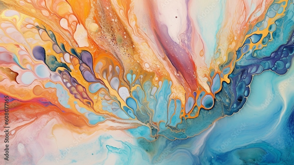 These fluid patterns are shaped by currents of transparent colors ...