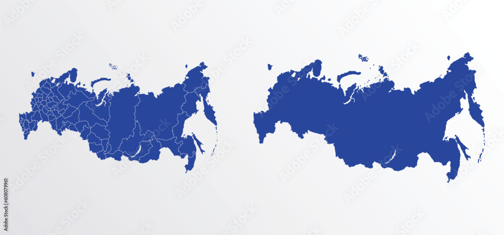 Russia map vector illustration. blue color on white background Stock ...