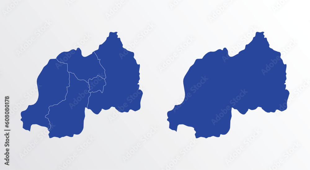 Rwanda map vector illustration. blue color on white background Stock ...