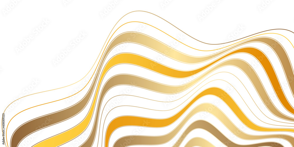 Vector abstract line art wavy flowing dynamic gold isolated on white ...