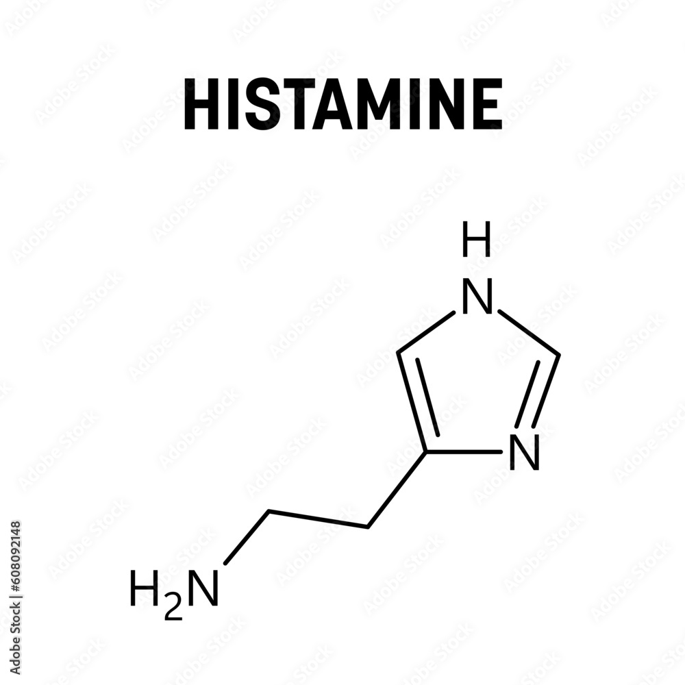 Histamine molecular structure. Histamine is organic compound involved ...
