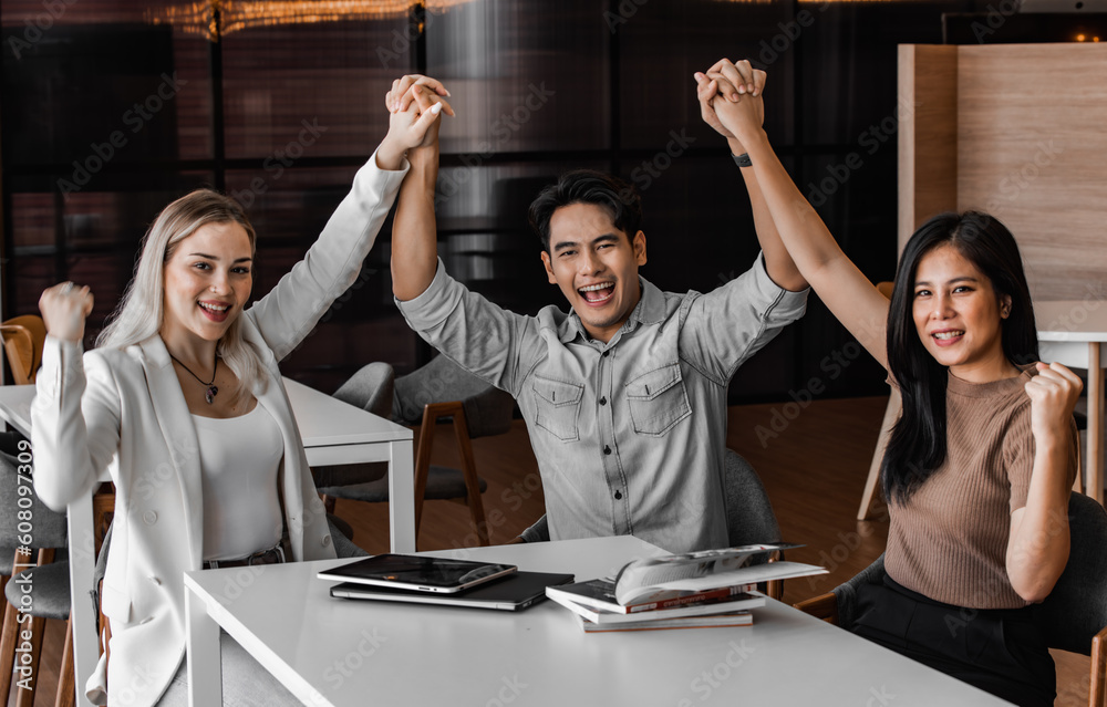 College students join study groups in the academic library to work on ...