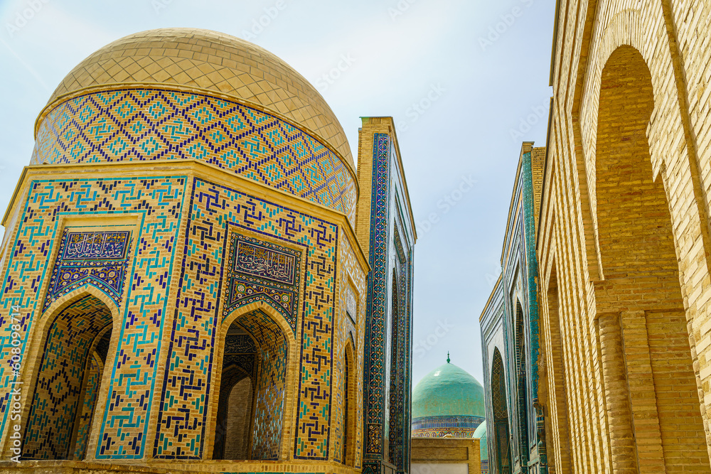 The ancient mausoleum of Shakh-I-Zinda, The Tomb of living King, during ...