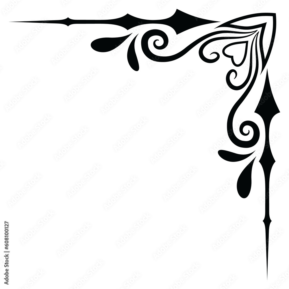 Thin line vintage corner. Medieval period of the Victorian dynasty ...