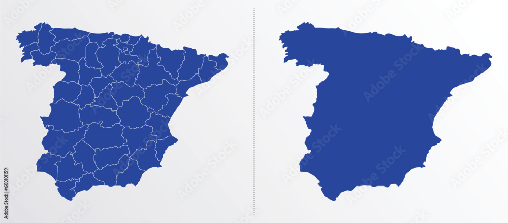 Spain map vector illustration. blue color on white background Stock ...