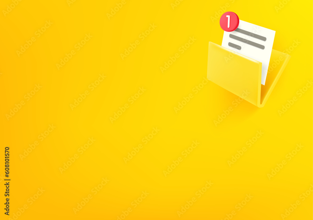 Vector wallpaper with folder icon. 3d vector background with copy space ...