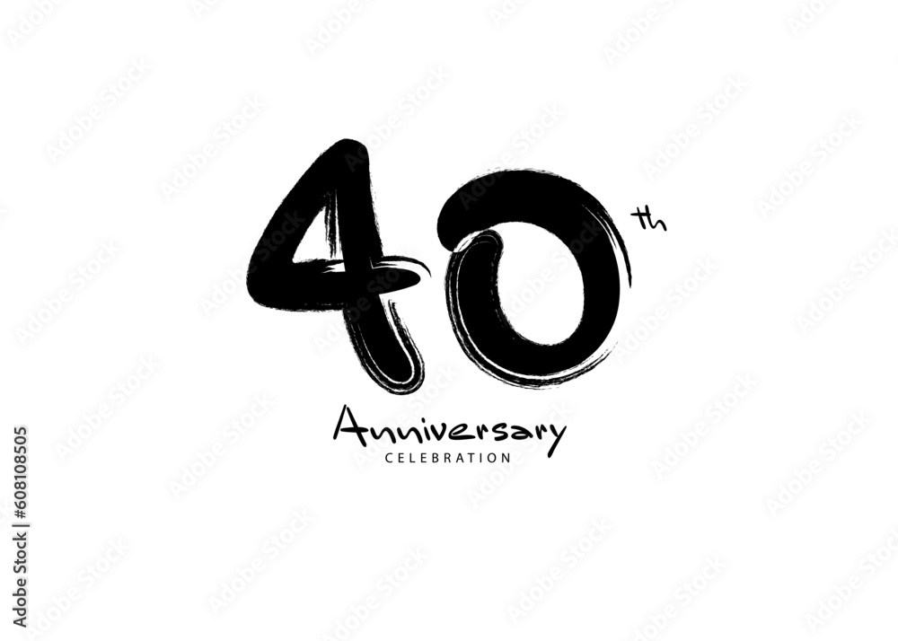 40 Years Anniversary Celebration Logo Black Paintbrush Vector 40 40-years-anniversary-celebration-logo-black-paintbrush-vector-40