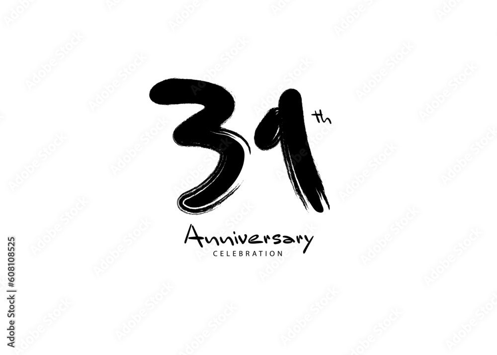 Vetor de 31 Years Anniversary Celebration logo black paintbrush vector ...