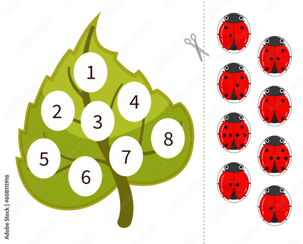 Counting educational children game, math kids activity sheet. Plant ... Counting educational children game, math kids activity sheet. Plant ...