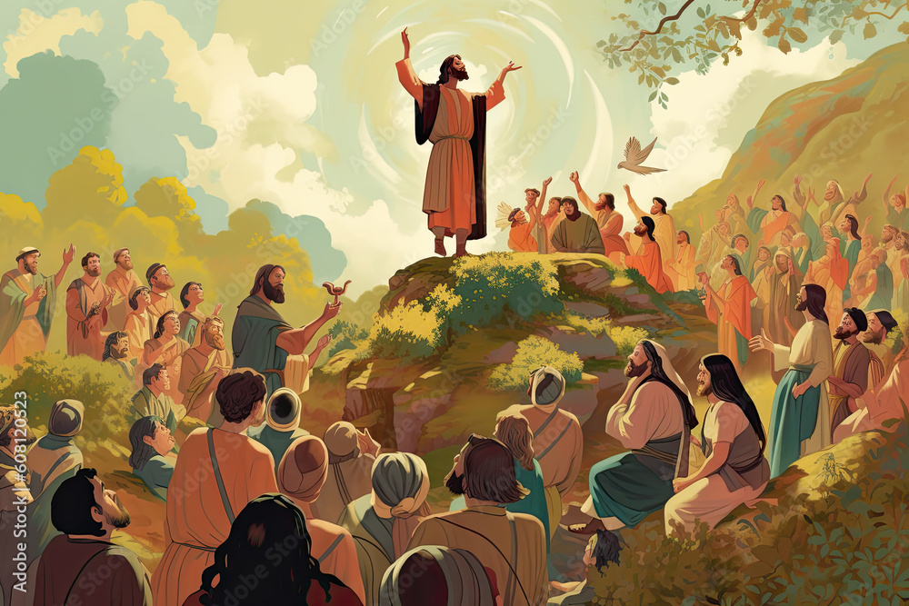 The Sermon on the Mount Jesus God religious faith story from Bible ...