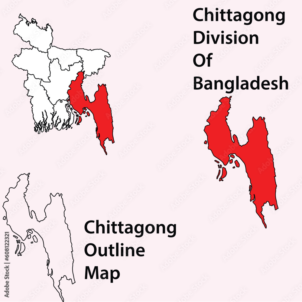 chittagong region map in Bangladesh ,Chittagong division,outline map ...